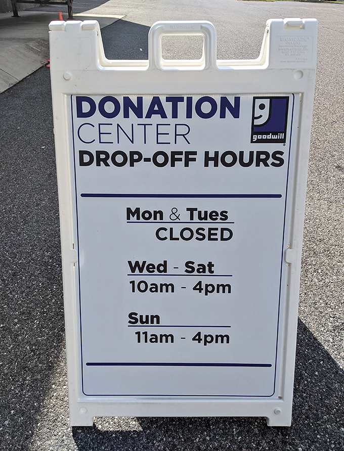 The donation drop-off schedule: the circle of stuff continues. Yesterday's closet cleanout becomes tomorrow's perfect find for someone new.