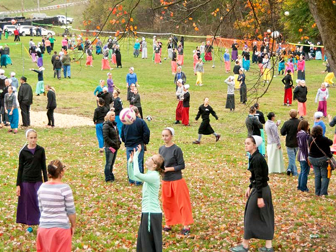 Charm Days festival brings together Amish and "English" alike. Notice the colorful dresses and genuine fun—no smartphones required for this social network.