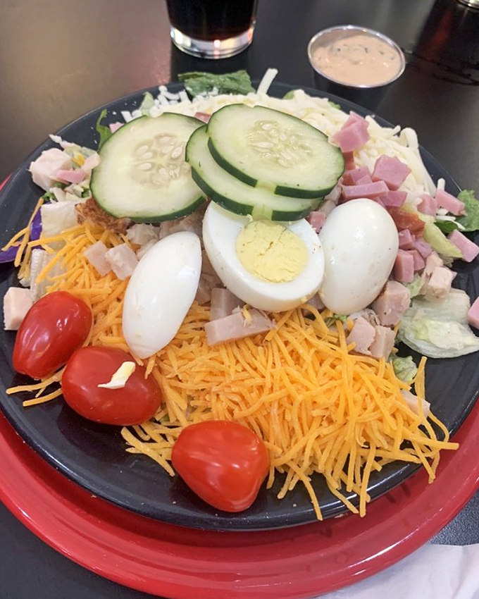 A chef salad that doesn't feel like punishment. Fresh, colorful, and substantial enough to satisfy even dedicated carnivores.