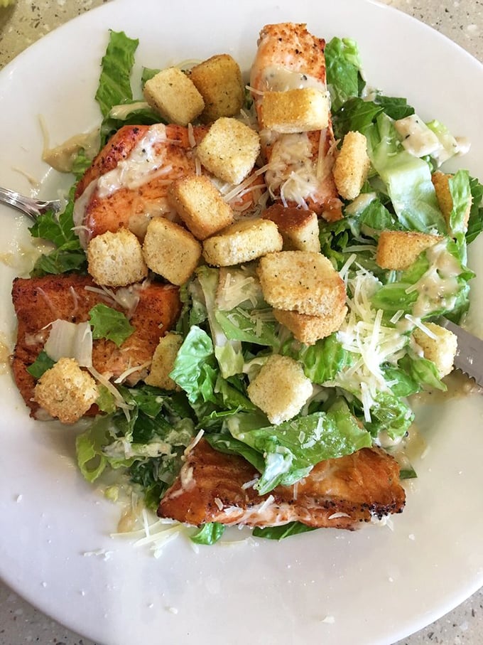 A Caesar salad that makes eating greens feel like a reward rather than a punishment&mdash;crisp, savory, and topped with perfectly grilled chicken.