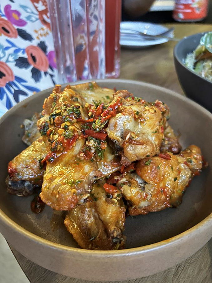 Wings that have clearly defected from the Buffalo playbook to join the Italian resistance. Glistening with sauce and herbs, they're a beautiful cultural crossover.