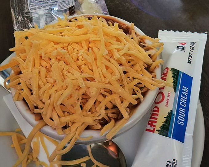 Zip's Famous Chili topped with a mountain of shredded cheddar&mdash;a Cincinnati tradition that doesn't need five-ways to be absolutely perfect.