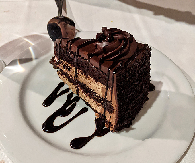 Layer upon layer of chocolate decadence&mdash;like a geological study of deliciousness that archaeologists would happily excavate.