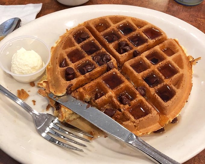 Waffles with the perfect grid pattern&mdash;nature's way of ensuring your syrup has somewhere to pool while you contemplate a second order.