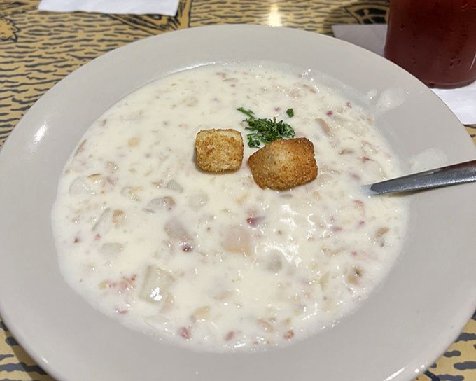 Clam chowder so creamy and packed with tender clams, it could make a New Englander temporarily forget their regional loyalty.