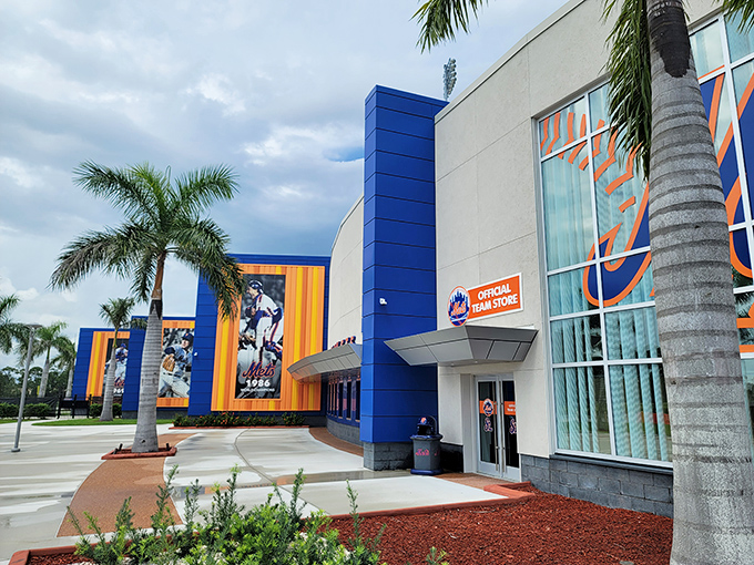 The New York Mets' spring training facility brings Major League excitement with minor league intimacy. Those orange and blue colors pop against Florida's perpetually azure skies.