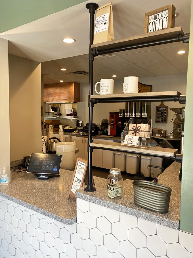 Coffee station standing ready for morning emergencies &ndash; because adulting requires caffeine and The Breakfast Club understands this fundamental truth.