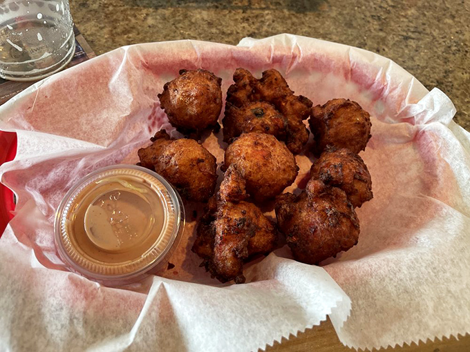 Little spheres of joy! These conch fritters are the perfect one-bite wonders that capture the essence of Florida's coastal cuisine.