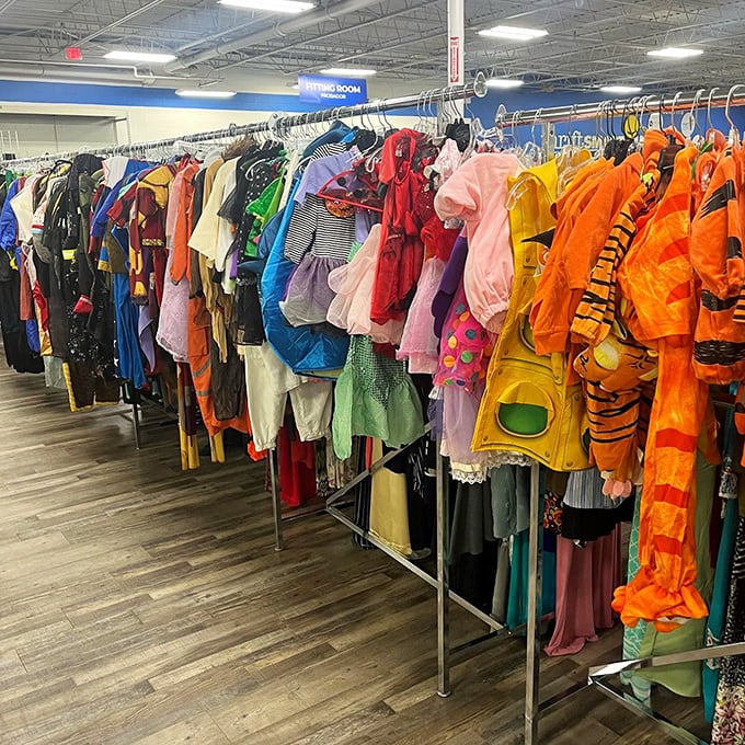 The costume section holds Halloween possibilities year-round. That tiger outfit could be your next conversation starter or pajama upgrade.