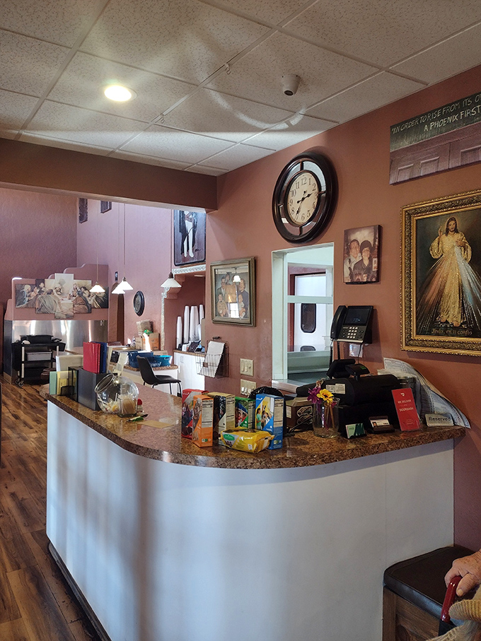 The counter where orders transform into culinary magic through skilled hands and time-honored techniques.