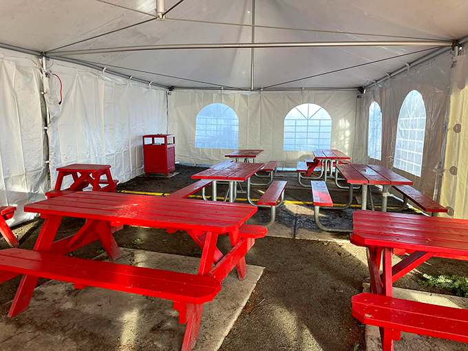 Even Oregon rain can't dampen the Mike's experience, with covered seating that keeps the picnic vibe alive year-round.