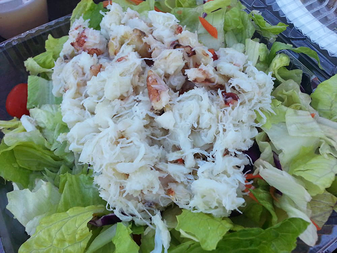 Crab salad that's all crab, no filler&mdash;perched atop crisp greens like the seafood royalty it is. Simplicity that lets quality shine.