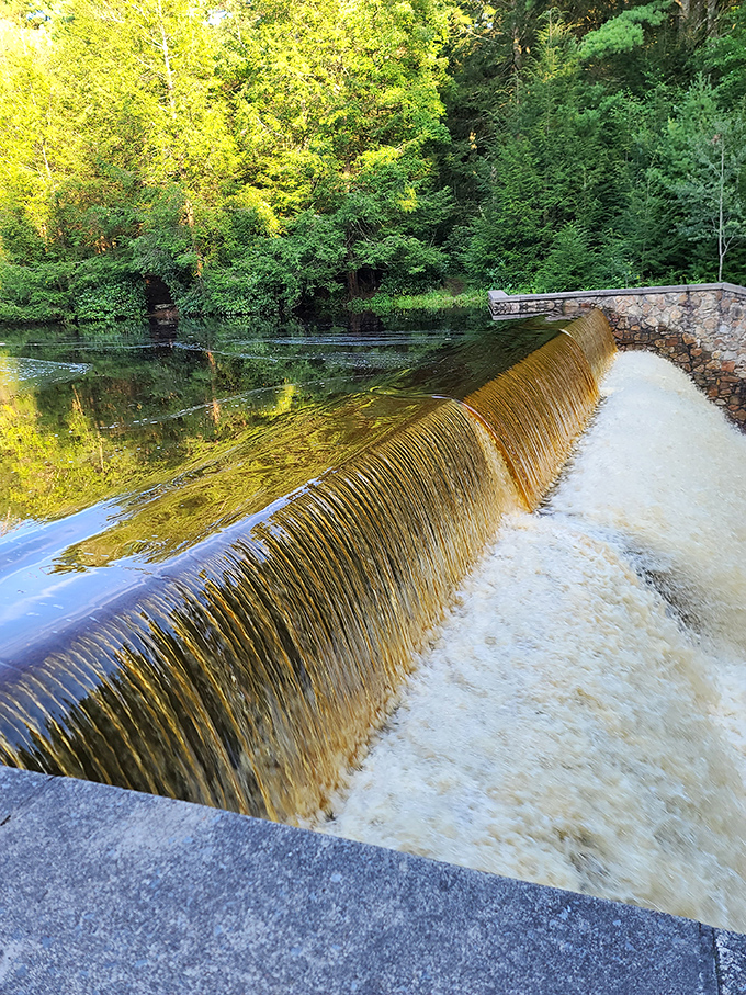 Golden hour transforms this dam into a mesmerizing ribbon of liquid amber. Water has never looked so impossibly perfect.