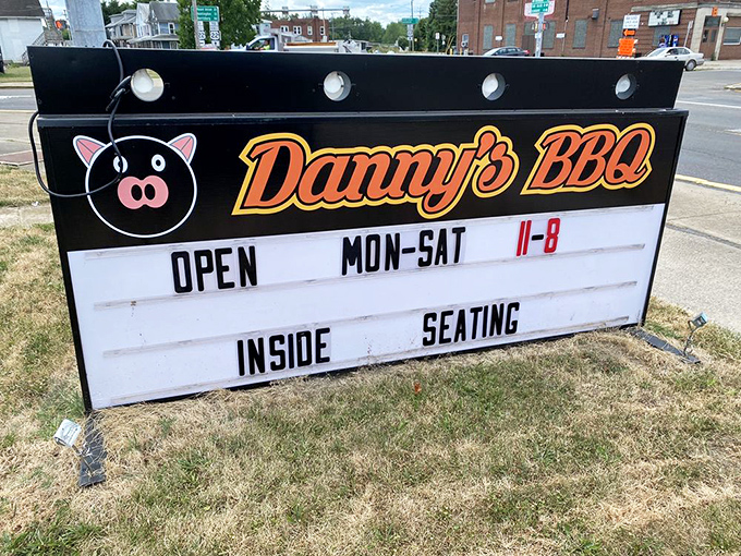 The roadside sign stands as a beacon of hope for hungry travelers&mdash;like a lighthouse, but guiding you to brisket instead of safe harbor.