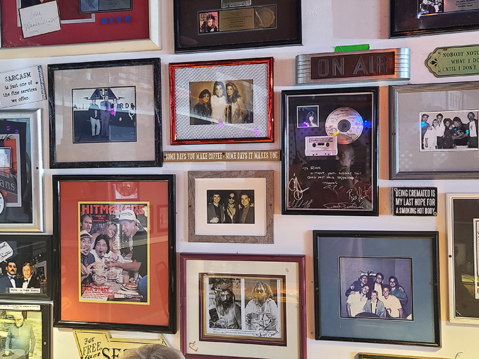 The wall of fame showcases musical memories and celebrity encounters. Even in small-town Florida, you never know who might stop in for that famous patty melt.