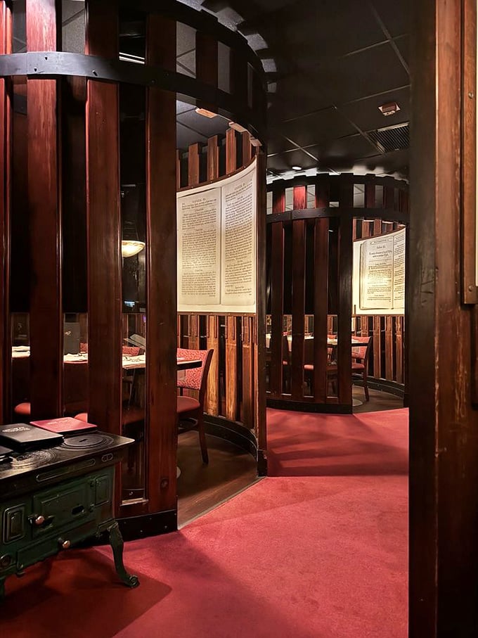 The legendary Dessert Room, with its wine-cask booths, feels like dining inside a fairy tale. Willy Wonka for grown-ups with sophisticated palates.