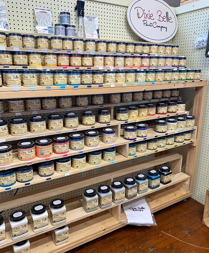 Dixie Belle Paint's rainbow of possibilities. These colorful containers hold the power to transform yesterday's castoffs into tomorrow's treasures.