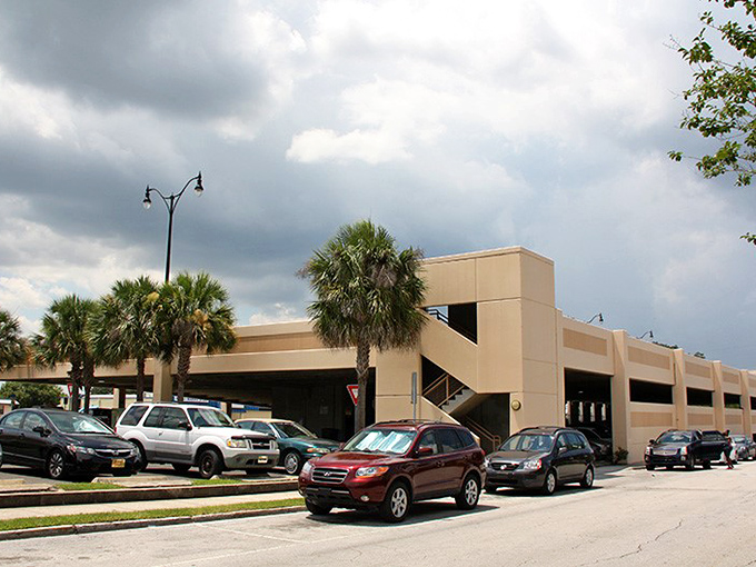 Even Leesburg's parking structures embrace the palm tree aesthetic. In Florida, even the mundane gets a tropical makeover.