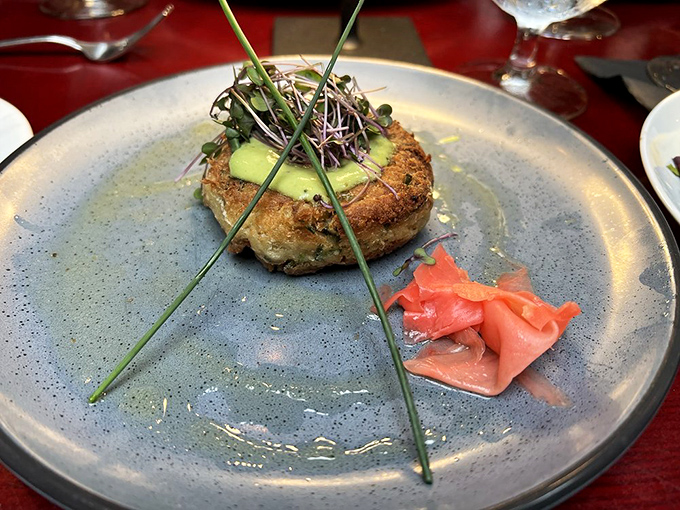 A crab cake so perfectly golden and plump, it deserves its own Instagram account and talent agent.