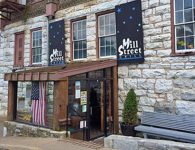 The welcoming entrance promises good things await inside this converted historic mill building turned culinary destination.