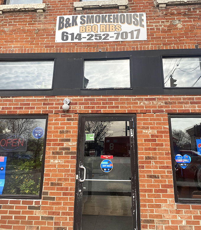 The entrance to barbecue paradise doesn't need to be fancy. This doorway leads to some of Columbus's most satisfying smoked meats.