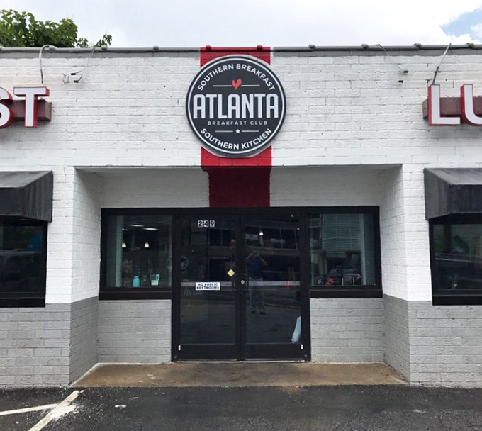The entrance to breakfast paradise &ndash; where morning dreams come true and coffee flows like liquid optimism.