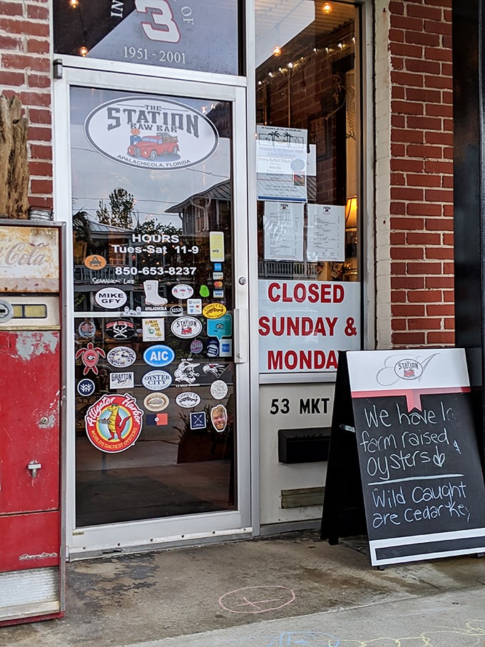 The entrance sign might as well add: "Closed Sunday & Monday because even seafood perfection needs a weekend."