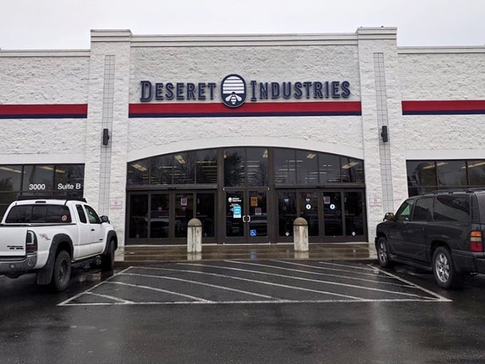 Rain or shine, the thrift gods beckon. This unassuming exterior houses enough potential discoveries to keep bargain hunters occupied through multiple California droughts.