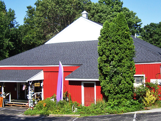 Summer at the red barn&mdash;where the building itself is as photogenic as its contents. Those trees have watched many treasures come and go.