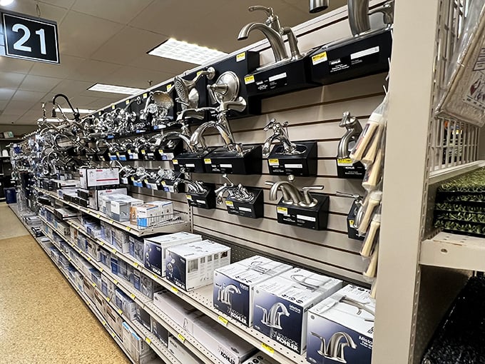 Faucet heaven for home renovators&mdash;where choosing bathroom fixtures becomes an unexpected highlight of your Shipshewana adventure.