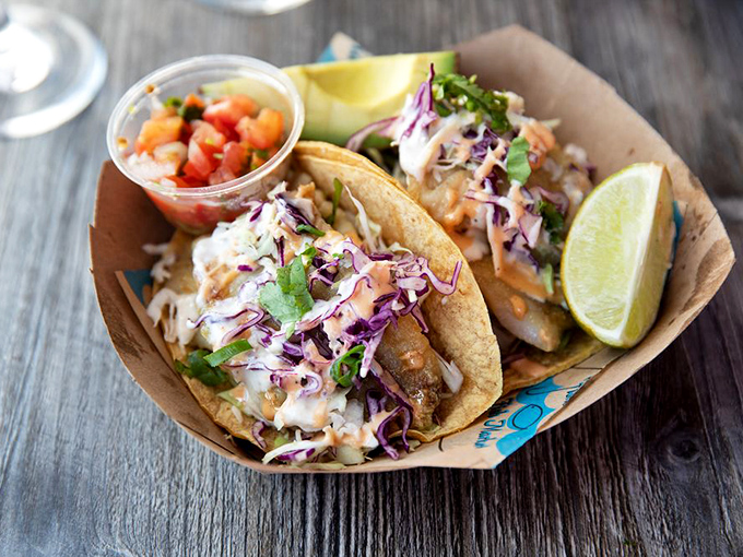 Fish tacos that deliver a perfect trilogy: crispy, creamy, and fresh. Add a squeeze of lime and you've got yourself a California dream in hand.