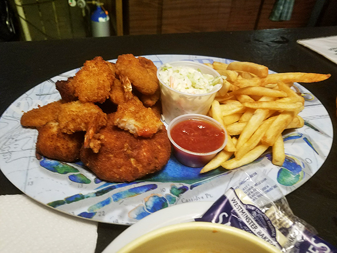 Fried seafood that would make Neptune himself put down his trident and pick up a fork. Crispy perfection meets oceanic bounty.