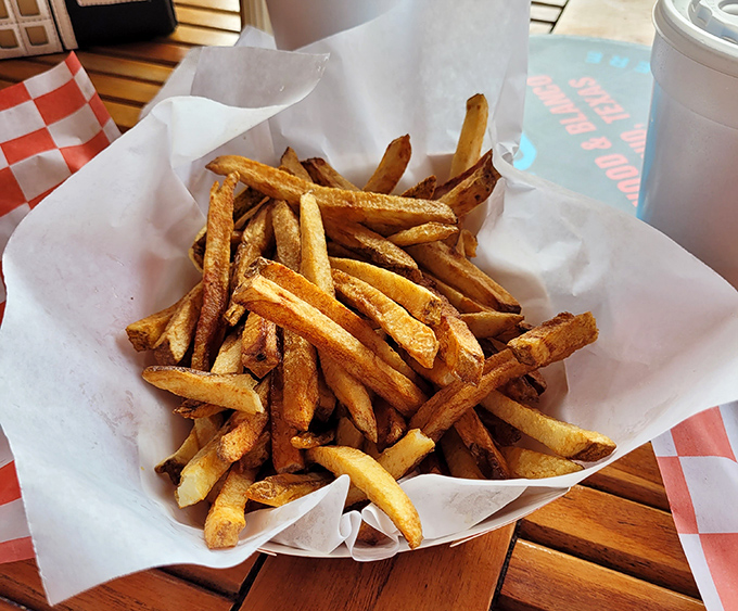 Hand-cut fries that put the frozen variety to shame. Golden, crispy, and ready to scoop up any escaped cheese.