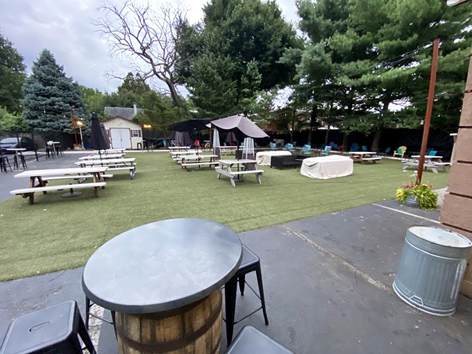 The spacious outdoor area offers a breath of fresh air with your meal&mdash;Pennsylvania summers were made for exactly this kind of dining.