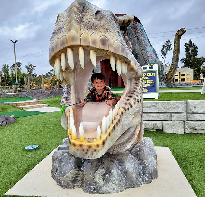 Gator Mike's dinosaur proves Florida's commitment to prehistoric creatures isn't limited to actual alligators. Mini-golf with maximum chomping potential.