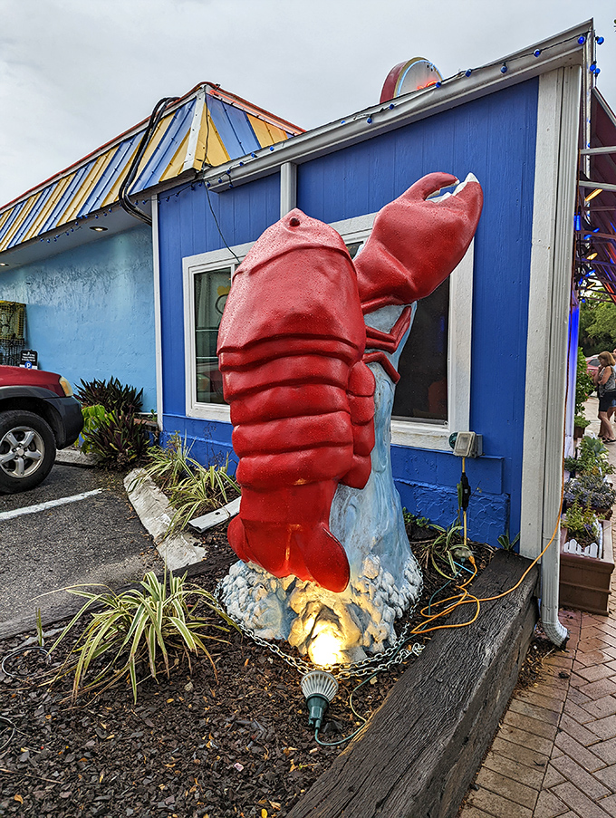 This giant red lobster statue isn't compensating for anything&mdash;the seafood inside is every bit as impressive as this crimson guardian.