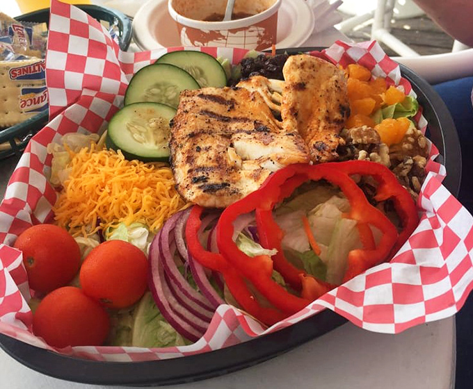 A grilled chicken salad that somehow avoids the sad fate of most "healthy options"&mdash;vibrant, fresh, and actually satisfying.