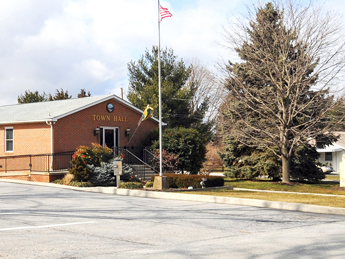 Town Hall &ndash; where local democracy happens with a handshake and a smile. No marble columns needed when you've got brick-solid community spirit.