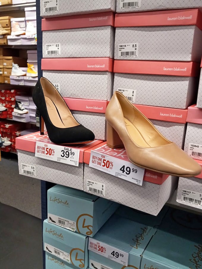 These elegant heels at buy-one-get-one-half-off prove that Cinderella could have had two pairs of glass slippers for the price of one.