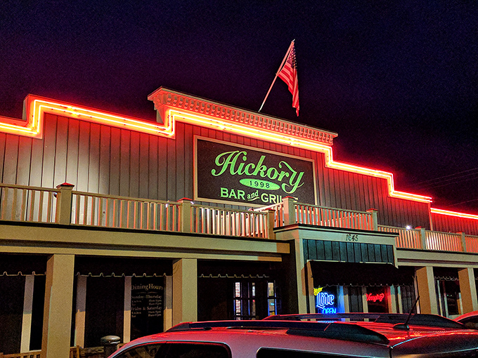 Hickory Bar & Grille's inviting neon glow promises evenings of good food and better conversation&mdash;the kind of neighborhood spot every retiree deserves nearby.