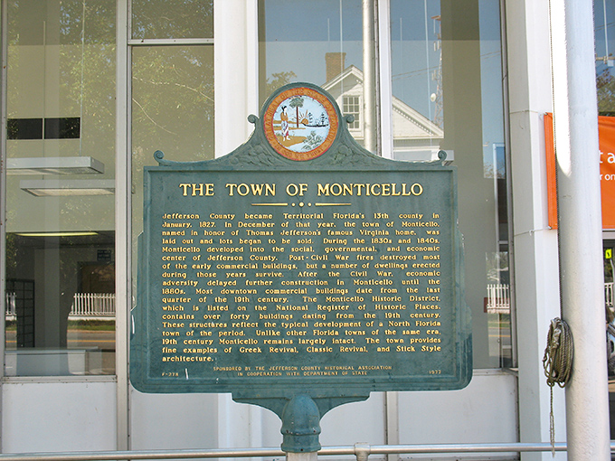 History you can read without squinting! This marker tells Monticello's story to anyone patient enough to stand in the Florida sun.