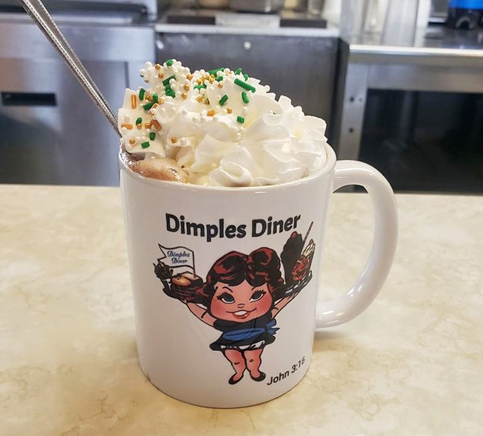 Hot chocolate that's dressed for success with whipped cream and sprinkles&mdash;dessert masquerading as a beverage.