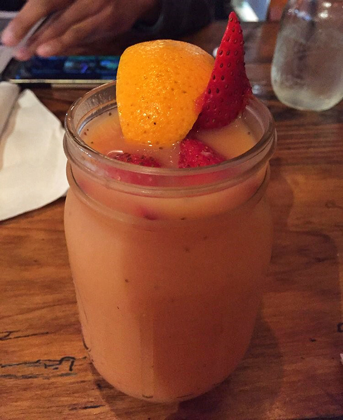 A mason jar sunrise that's part drink, part dessert, and entirely delightful. Fruit and cream come together for a sippable mountain morning.