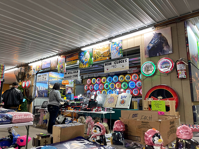 Indoor booths overflow with nostalgic treasures that spark memories and conversations about bygone eras.