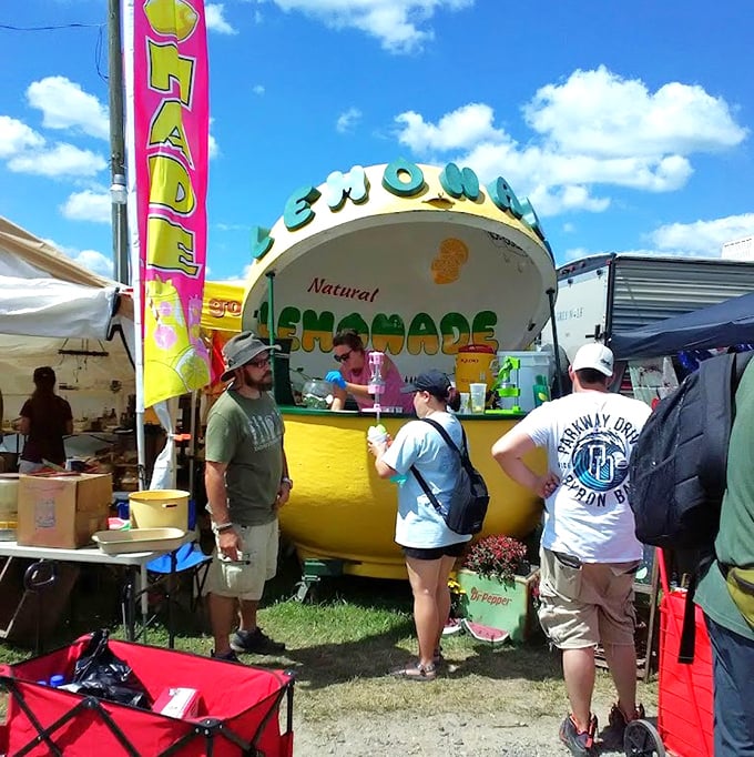 The giant lemonade stand, where tart-sweet refreshment comes served in a vessel as bright as the summer sky above.