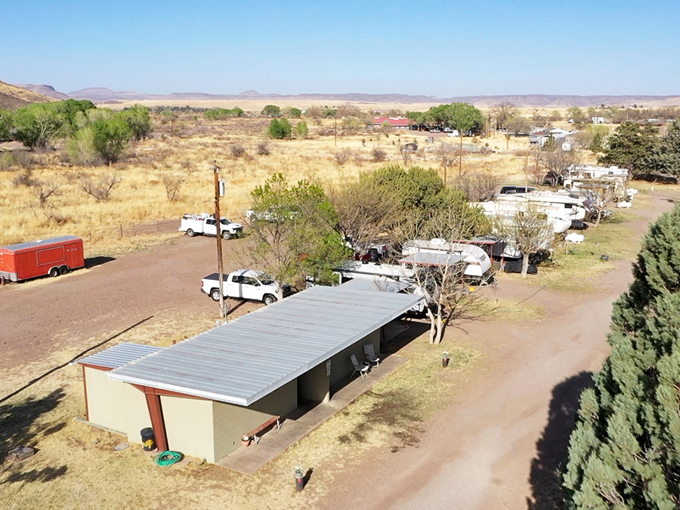 Desert meets domesticity at Limpia Creek RV Park, where travelers find community against the backdrop of West Texas wilderness.