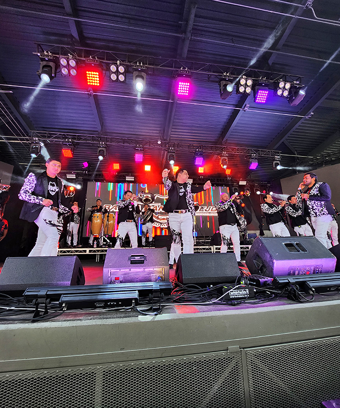 Live music transforms shopping into celebration as performers bring energy and rhythm to the marketplace experience.