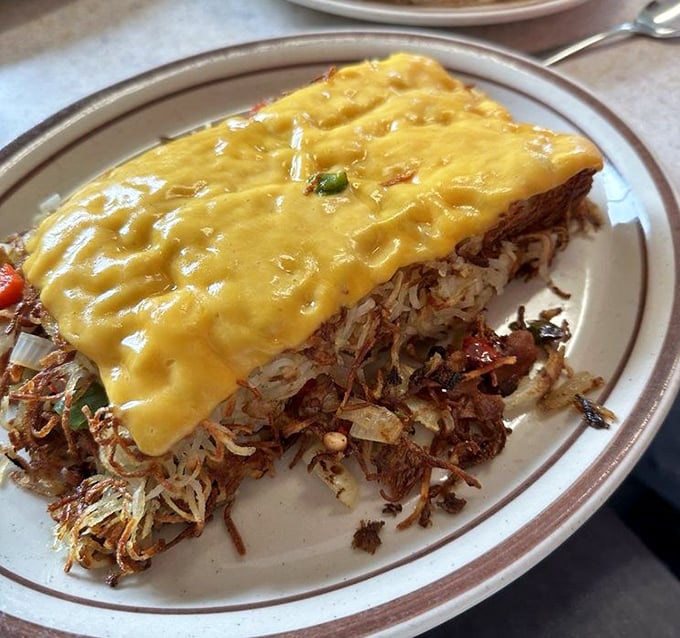Loaded hashbrowns that turned a simple potato into a breakfast masterpiece &ndash; Idaho's finest, Oregon style.