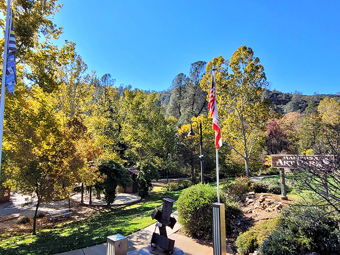 Fall colors transform Mariposa's Art Park into a canvas of golds and reds, proving Mother Nature remains the most talented artist in residence..