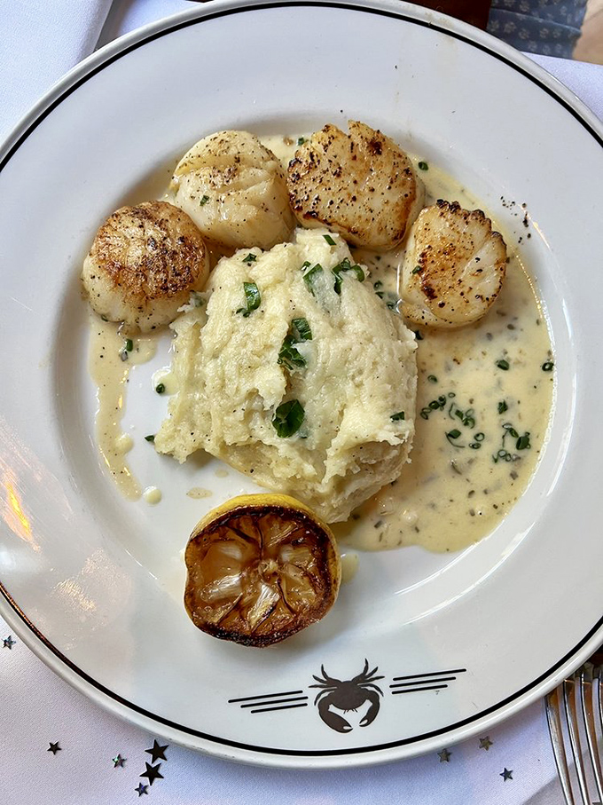 Sea scallops so perfectly caramelized they make you want to write thank-you notes to both the chef and the ocean that provided them.